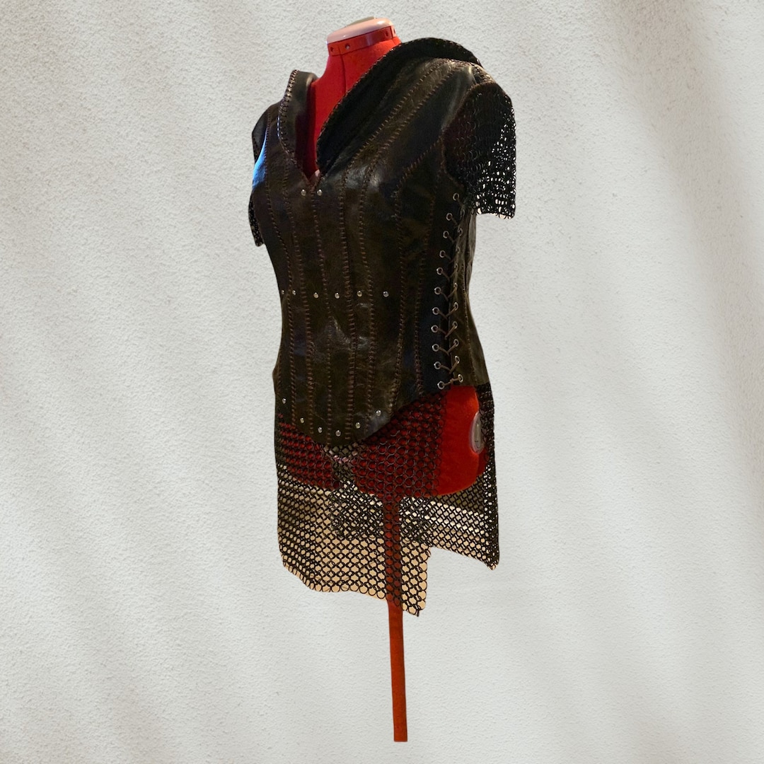 Leather Chest Piece With Chain Mail Lagertha - Etsy