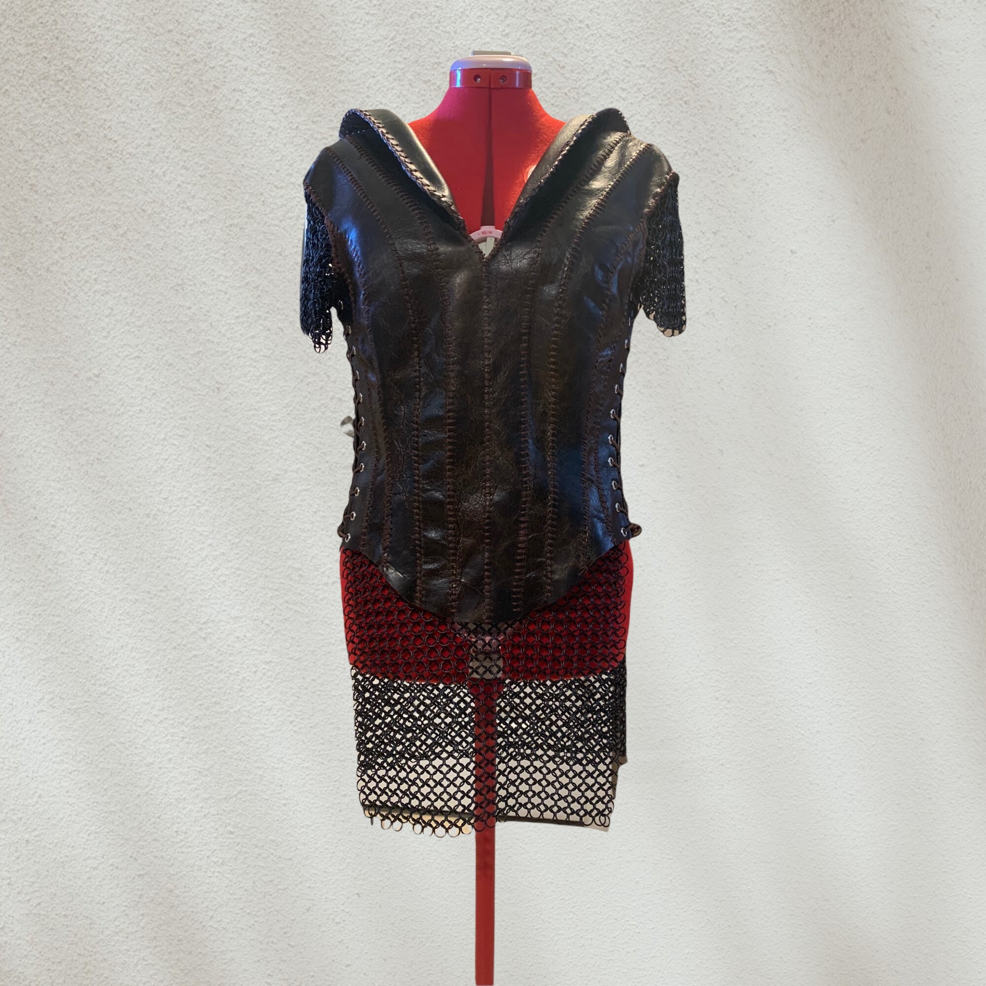 Leather Chest Piece With Chain Mail Lagertha - Etsy