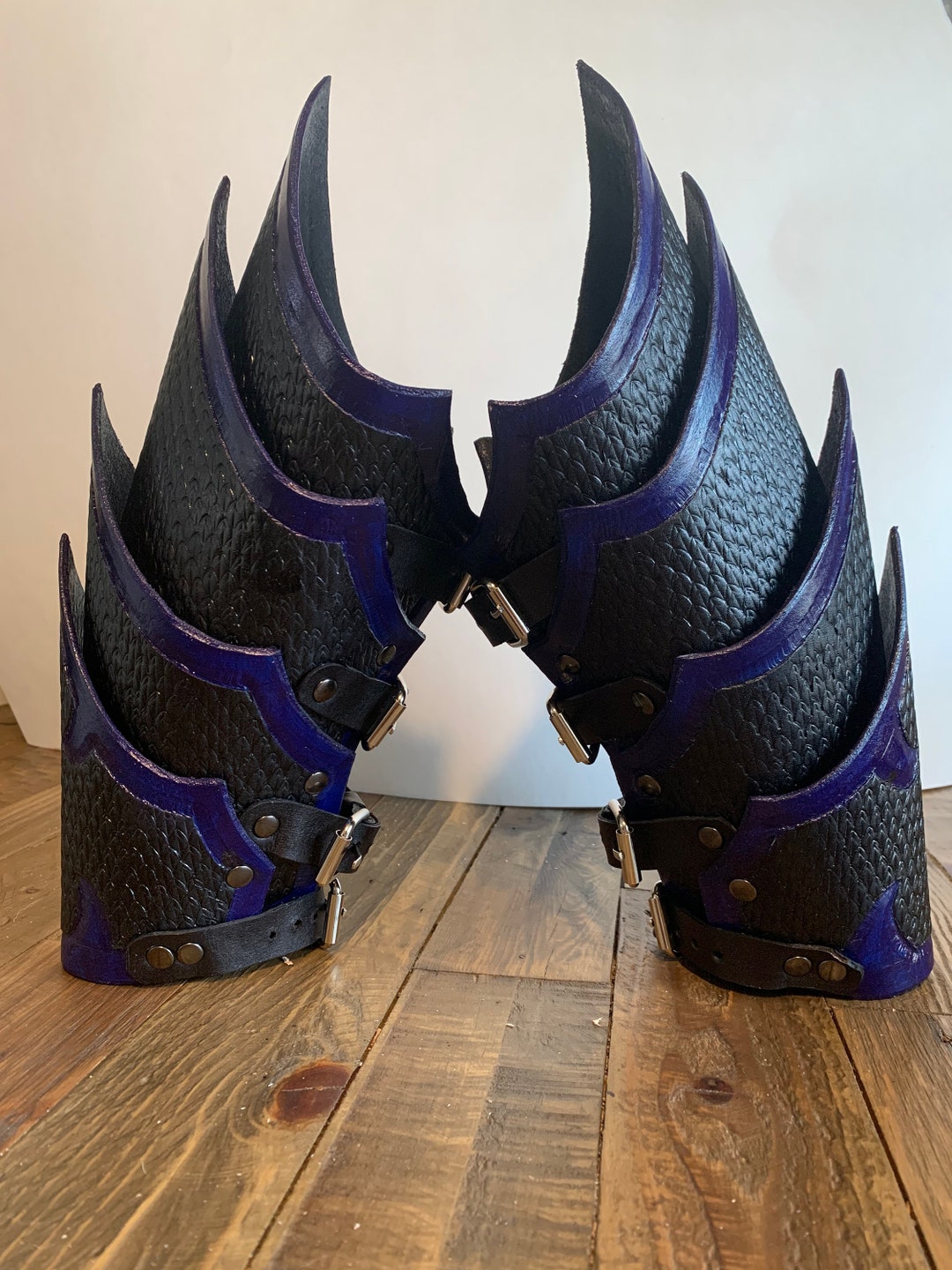 Two Tone Dragonscale Leather Bracers - Etsy