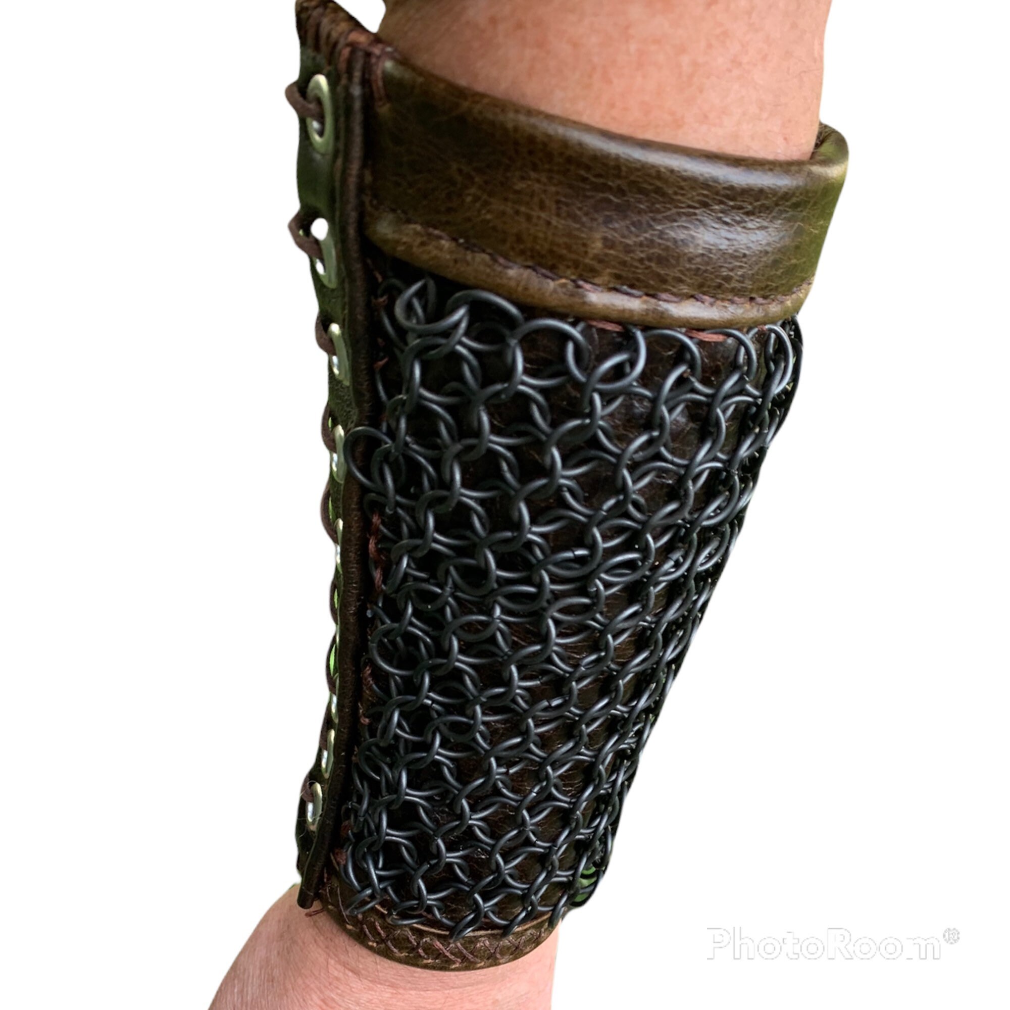 Leather and Chain Mail Bracers Viking Armor Lagertha - Etsy