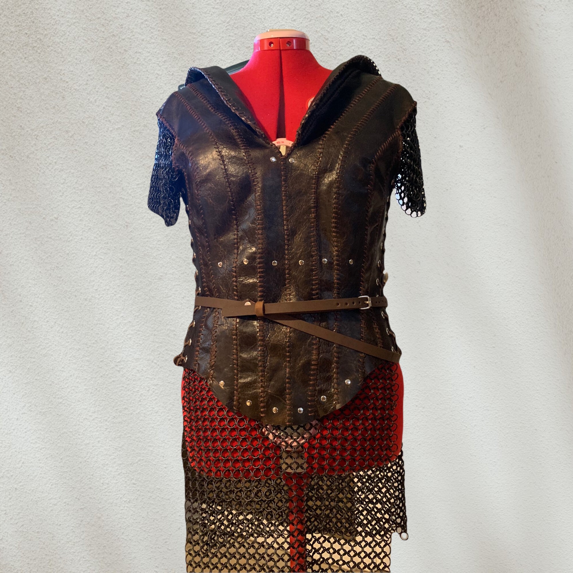 Leather Chest Piece With Chain Mail Lagertha - Etsy
