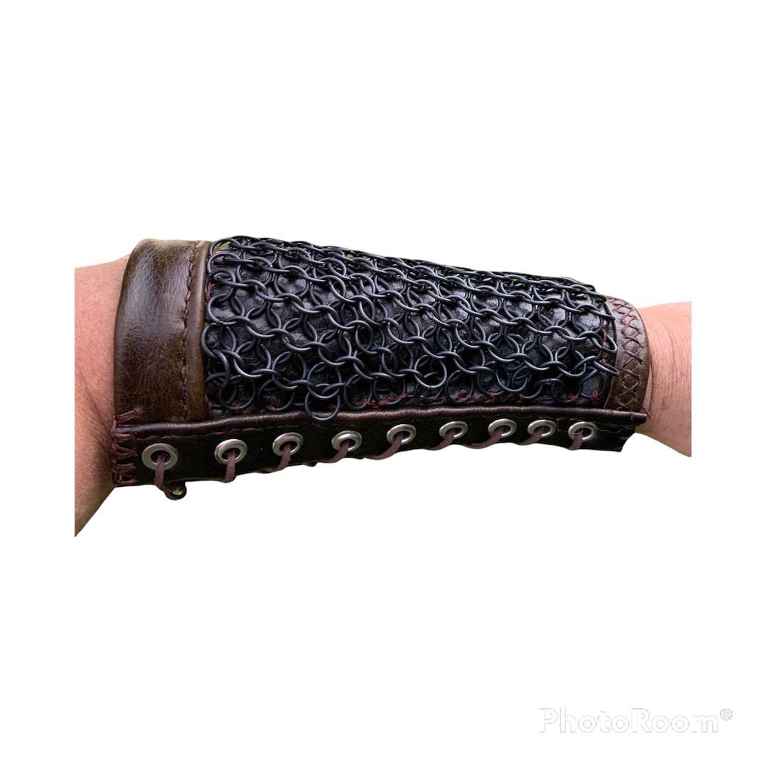 Leather and Chain Mail Bracers Viking Armor Lagertha - Etsy