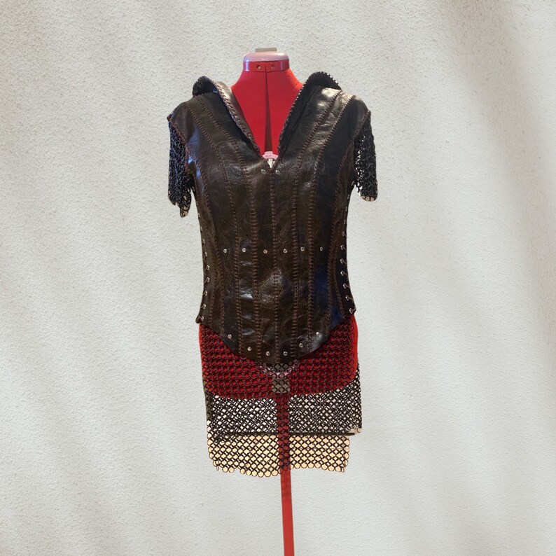Leather Chest Piece With Chain Mail Lagertha - Etsy