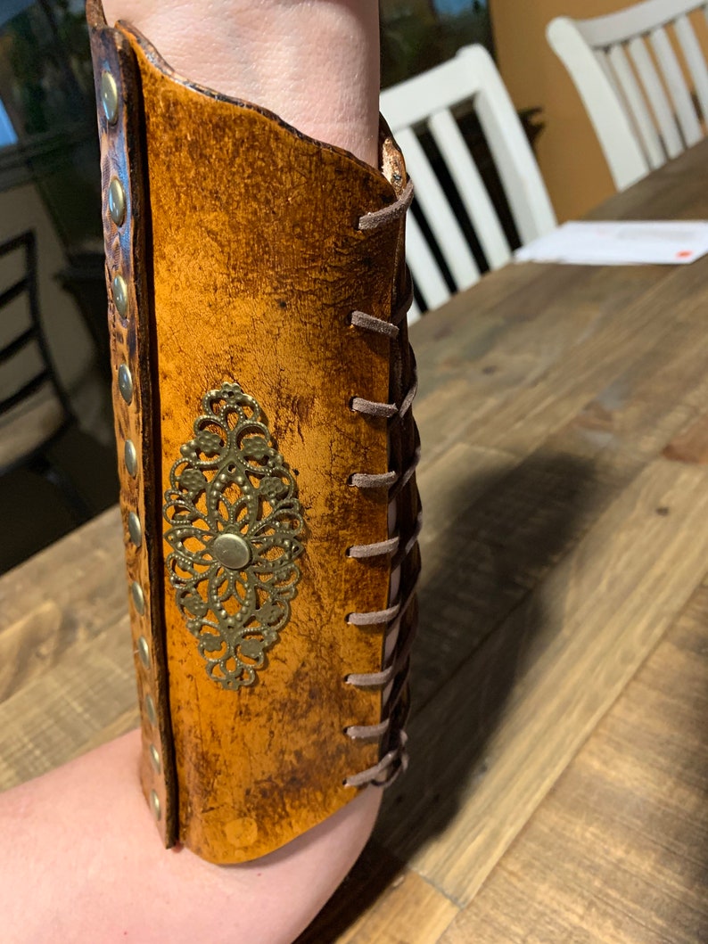 Carved Rose Leather Bracers - Etsy