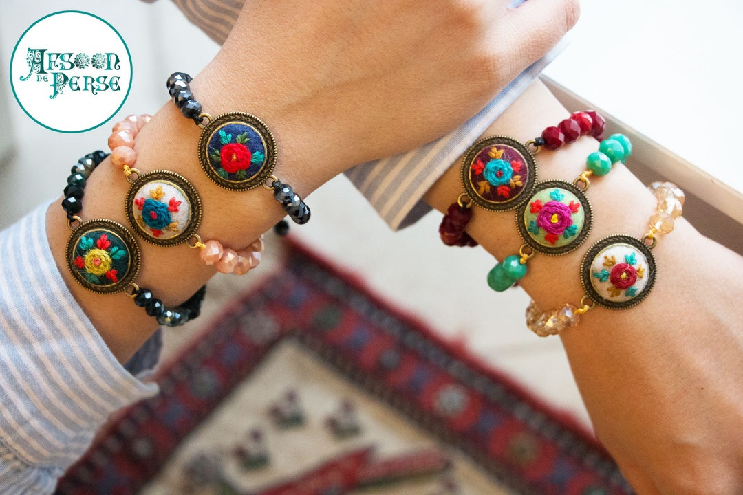 Embroidery Bracelets / Hand Embroidered - Etsy