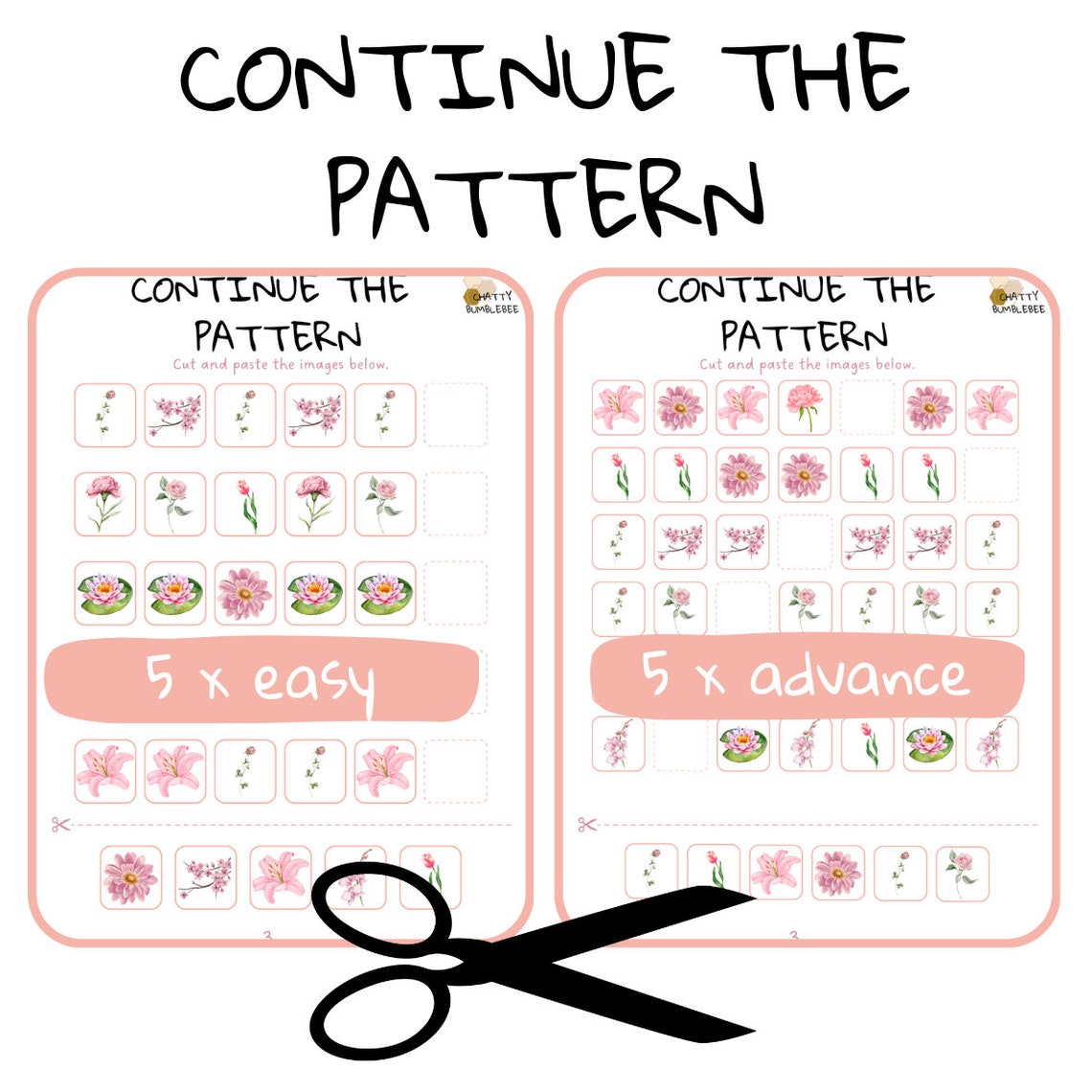 PINK FLOWERS - Visual Attention Worksheets - Etsy