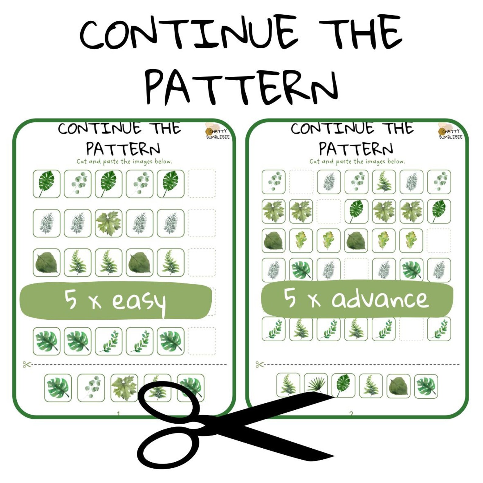 GREEN LEAVES - Visual Attention Worksheets - Etsy