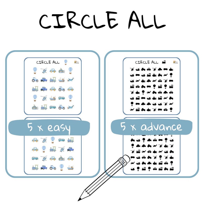 BLUE TRAFFIC - Visual Attention Worksheets - Etsy
