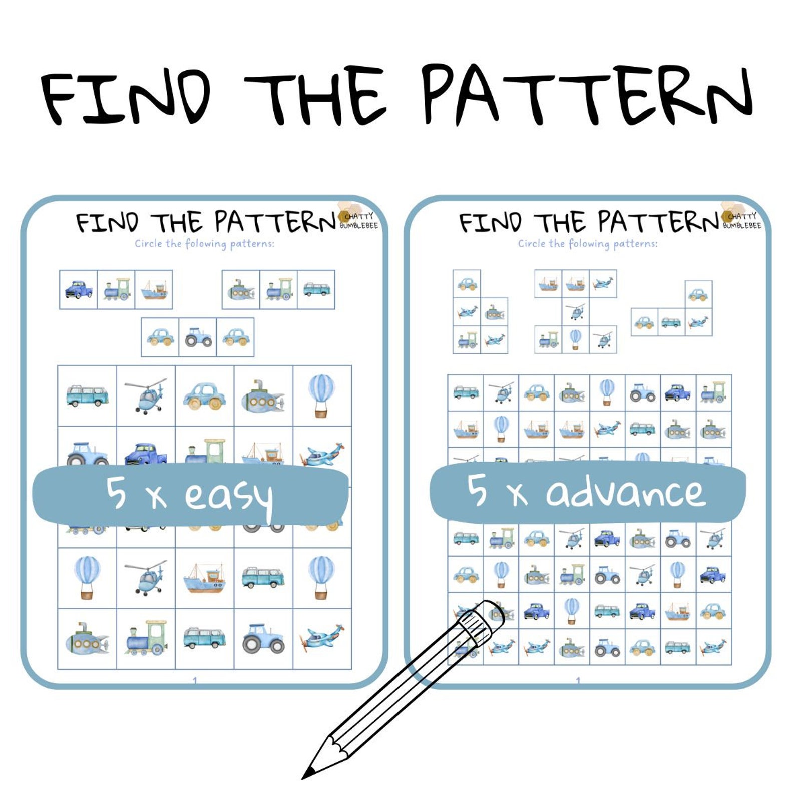 BLUE TRAFFIC - Visual Attention Worksheets - Etsy