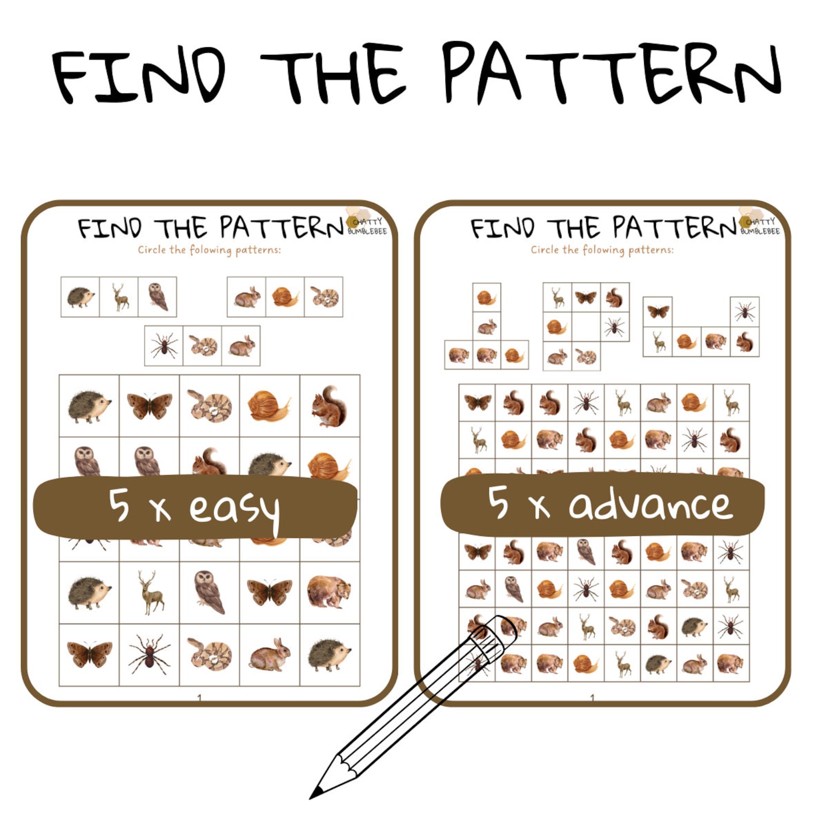 BROWN ANIMALS - Visual Attention Worksheets - Etsy