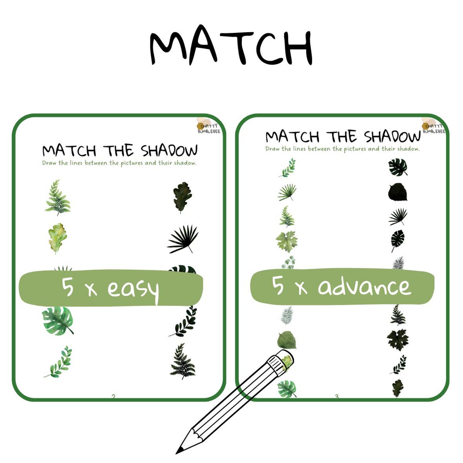 GREEN LEAVES - Visual Attention Worksheets - Etsy