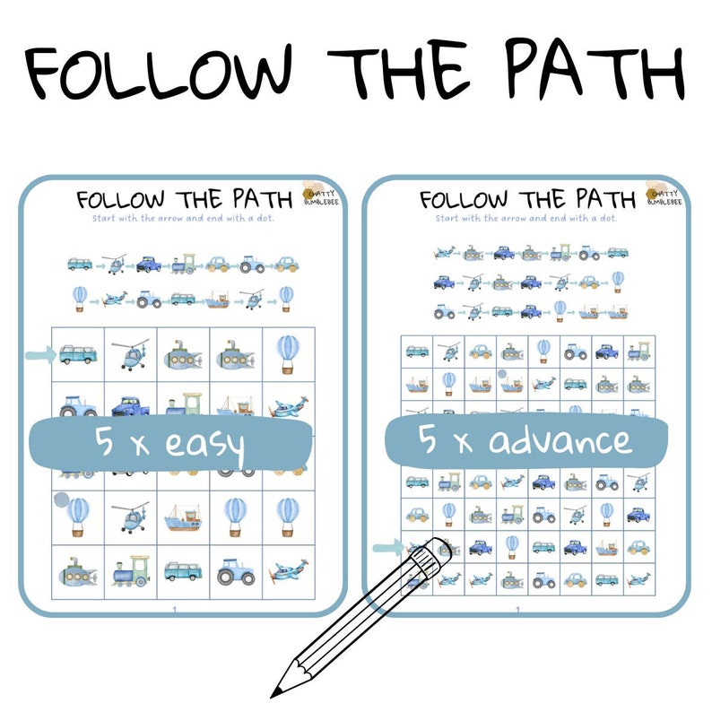 BLUE TRAFFIC - Visual Attention Worksheets - Etsy