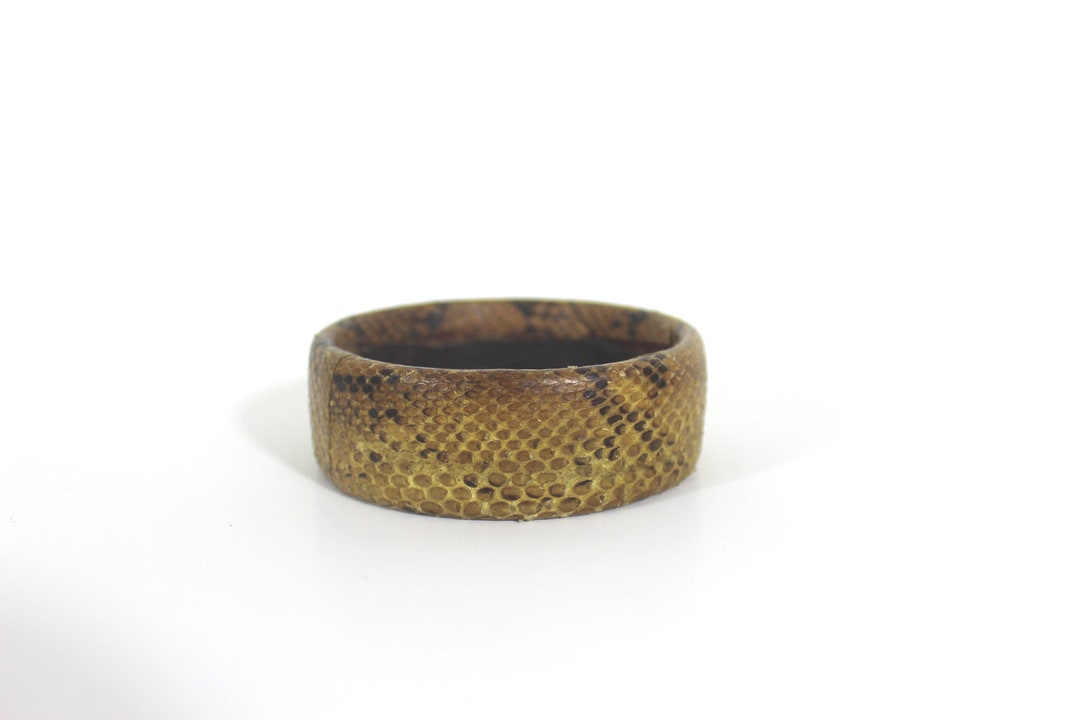 1970’s Vintage Natural Snakeskin Bangle, Real Snake Leather Slip on ...