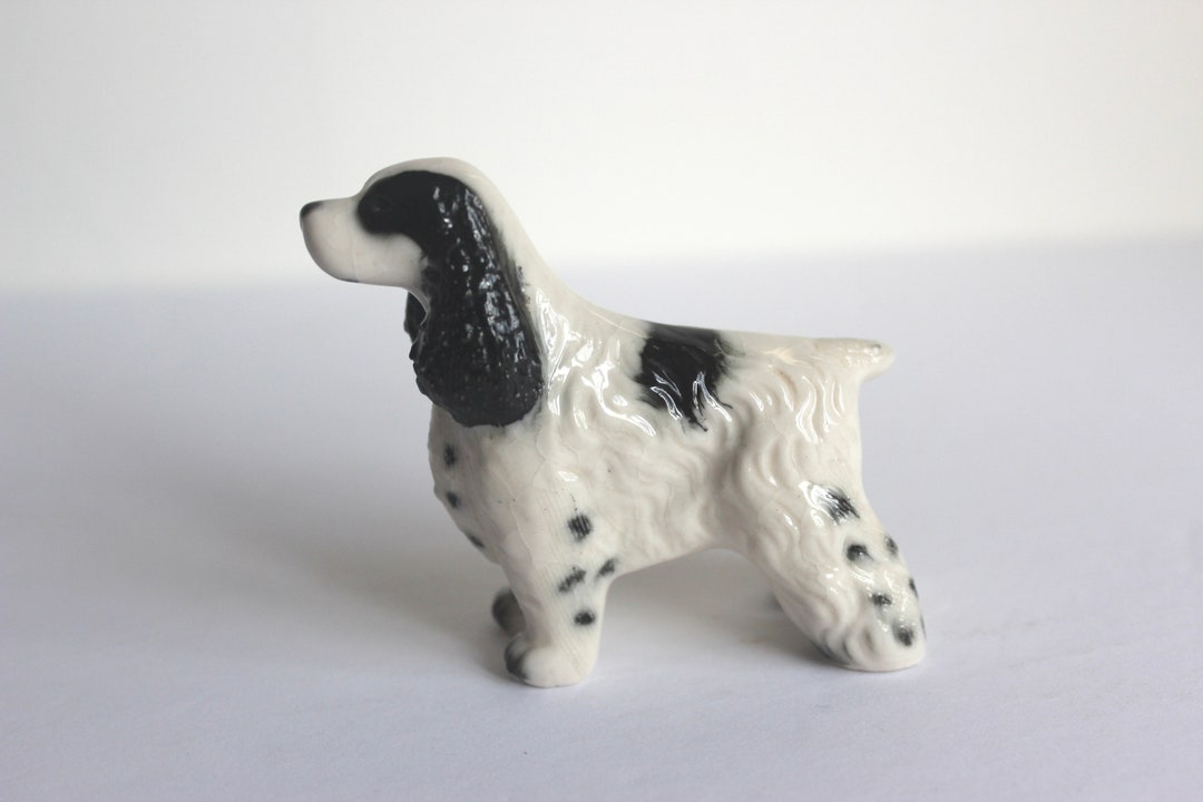 Vintage Ceramic Cocker Spaniel Dog Figurine, Porcelain Canine, Black ...