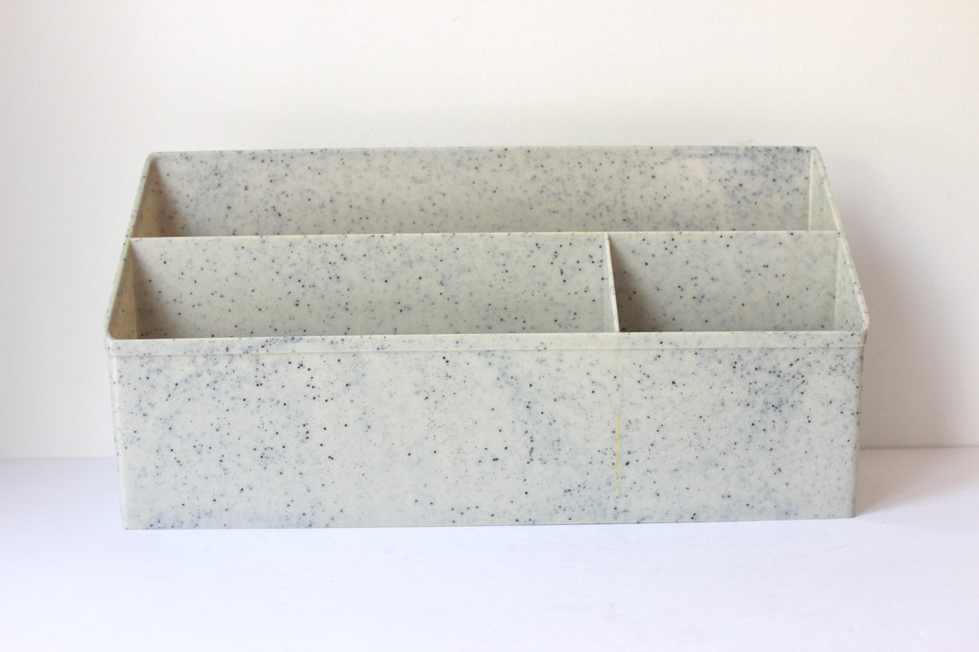 Vintage Speckled Grey Desk Organizer, Stationer Pencil Holder, Retro ...