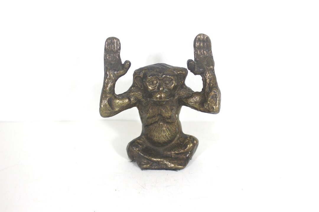 Vintage Bronze Monkey Holder Card Holder Pen Holder Stand Easel Display ...