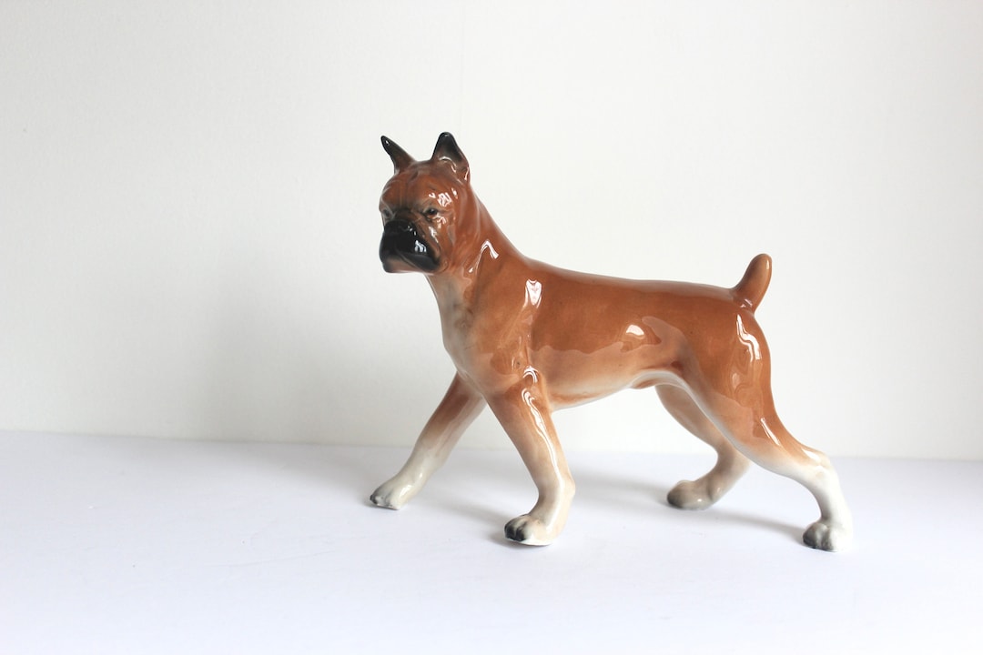 Vintage Ceramic Boxer Dog Figurine, Porcelain Canine, Brown, Collect ...