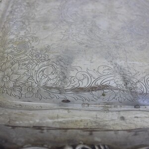 Silver Plated Square Tray Platter Vintage Plate Ornate Embossed Patina ...