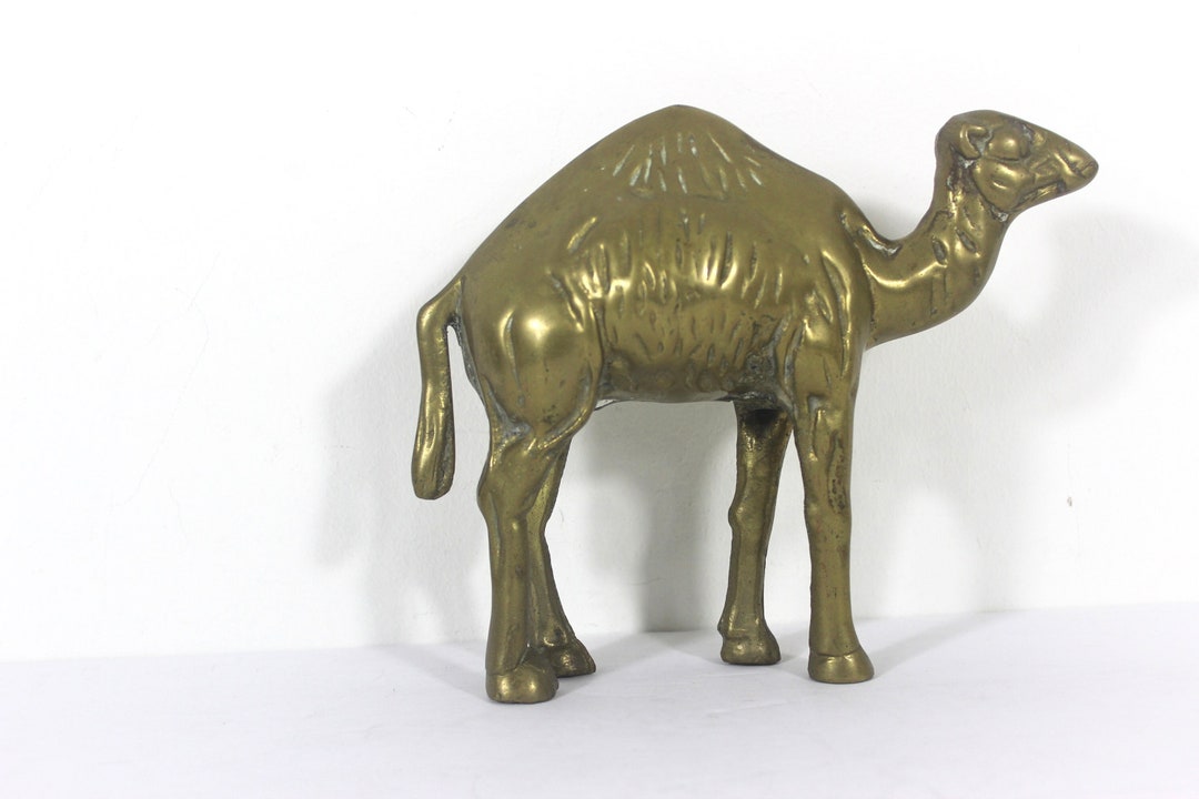 Large, Heavy Solid Brass Camel, Vintage Brass With Patina, Brass Figurine, Book Shelf Styling ...