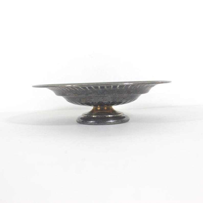 Vintage Silver Pedestal Dish With Pierced Edge, Small Footed Bowl ...