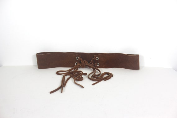 32” 70’s Rust Brown Suede Leather Tie Belt with Long … - Gem