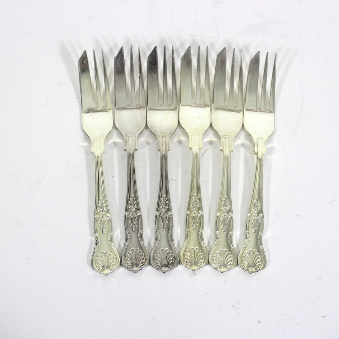 6 Silver Plated Pastry Cake Forks Kings Pattern by Newbridge Vintage ...