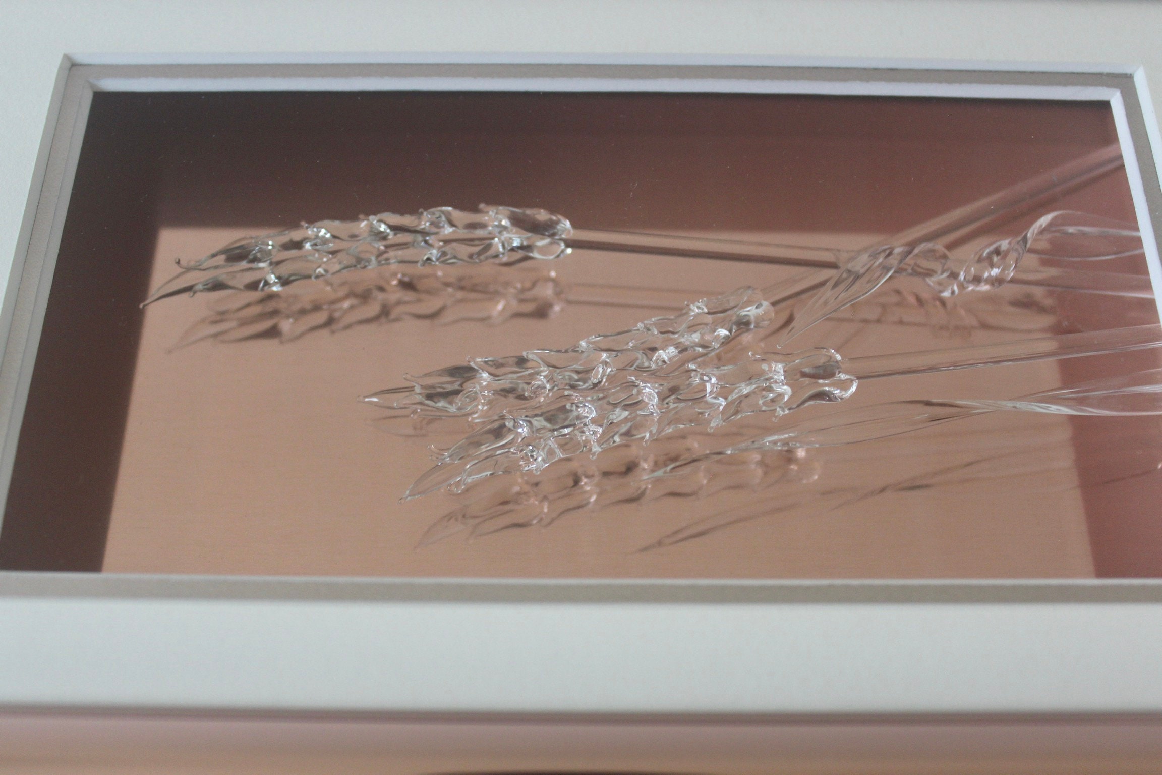 Glass Wheat Art by Glass Artist Signed in Shadow Box Rose | Etsy