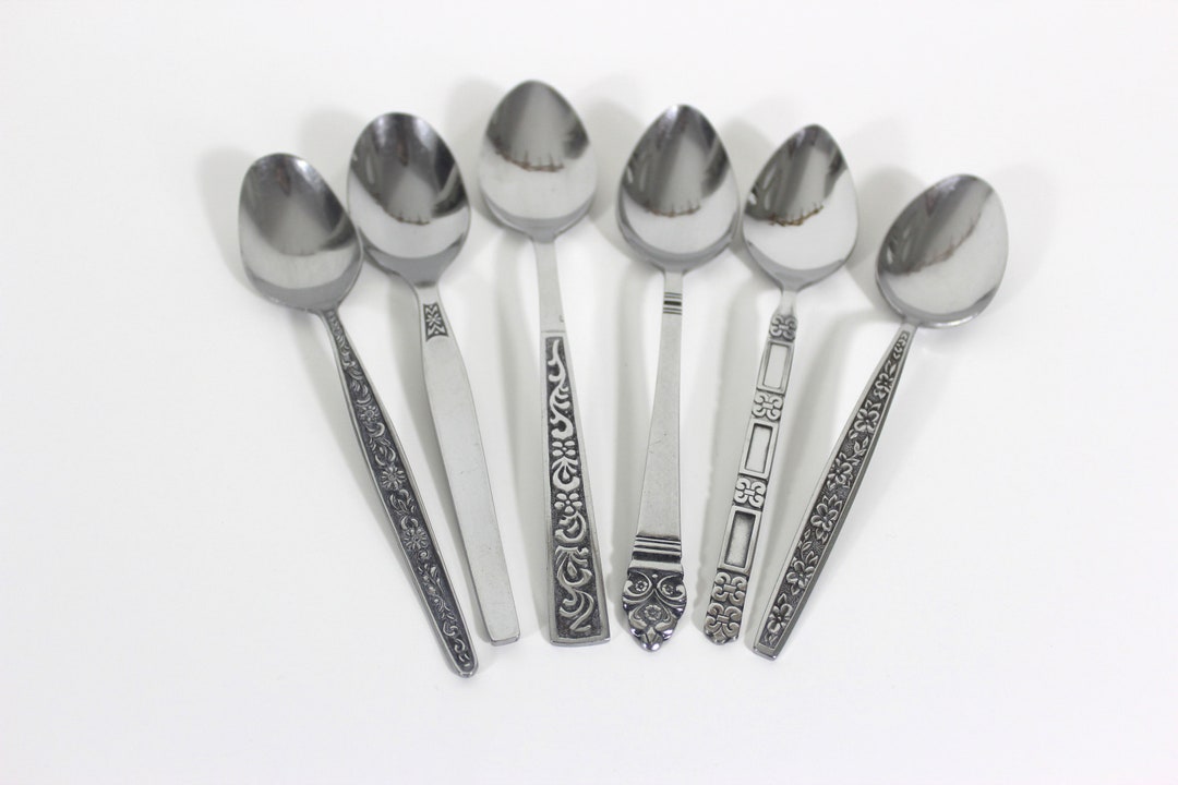 Curated Set of 6 Mid Century Modern Stainless Steel Tea or Dessert ...