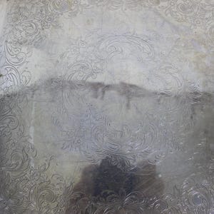 Silver Plated Square Tray Platter Vintage Plate Ornate Embossed Patina ...