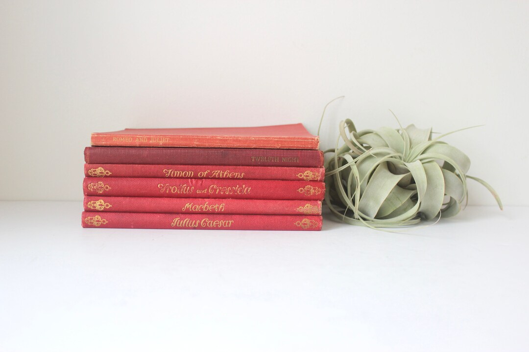 Set of 1913-1933 Red Shakespeare Books for Shelf Styling, Decorative ...