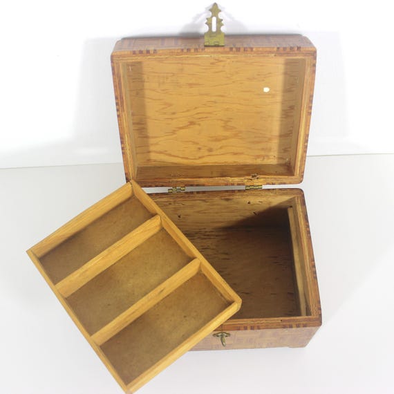 1960’s Parquetry Wood Inlay Box, Hinged Lid Wood Box,… - Gem