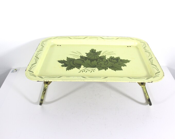 Vintage Metal Lap Tray TV Tray Breakfast in Bed Server Retro Cream ...