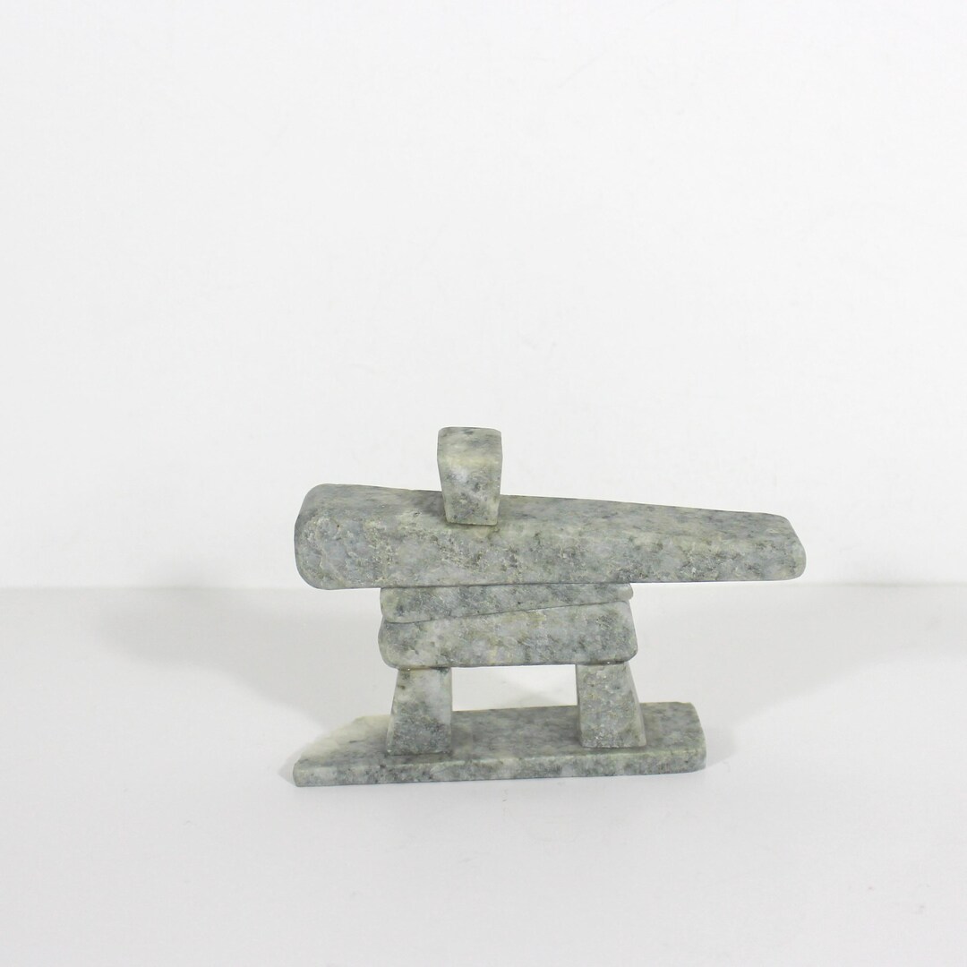 Vintage Stone Inukshuk Native Canadian Art Marble Granite Sculpture ...