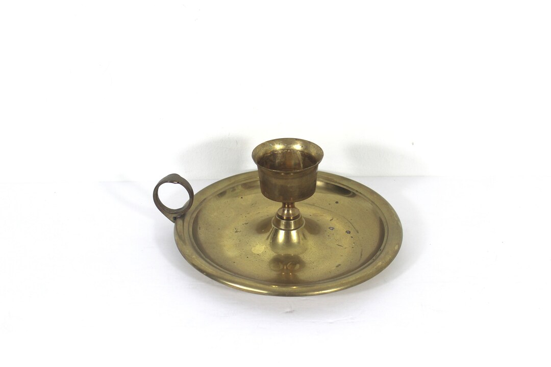 Large Brass Chamberstick, Single Vintage Candle Holder, Chamber Stick ...