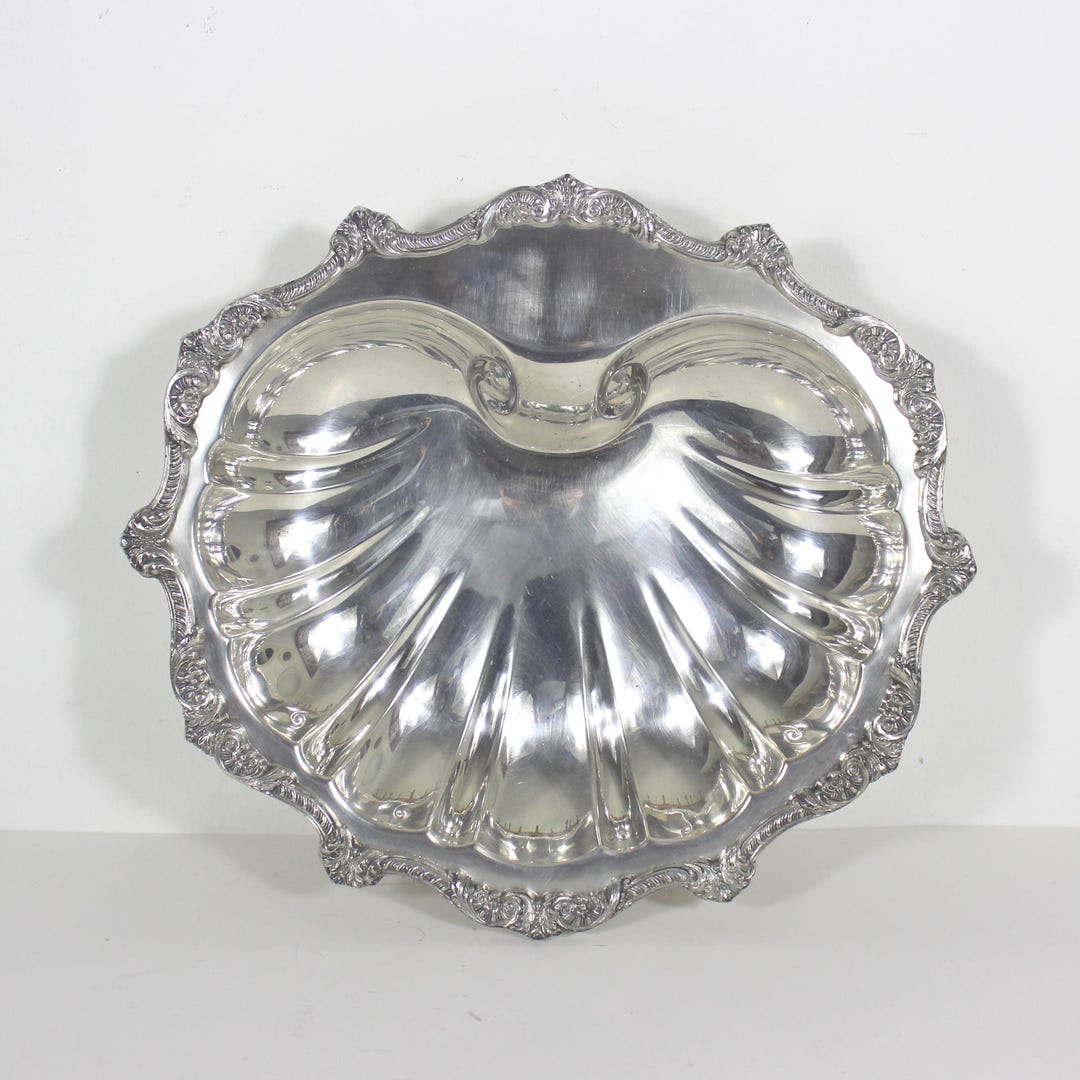 Large Heavy Vintage Silver Clam Shell Bowl With Feet - Etsy