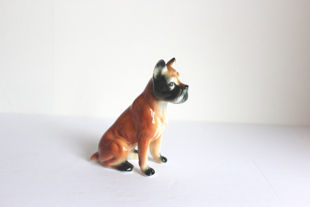 Vintage Ceramic Boxer Dog Figurine, Porcelain Canine, Brown, Collect ...