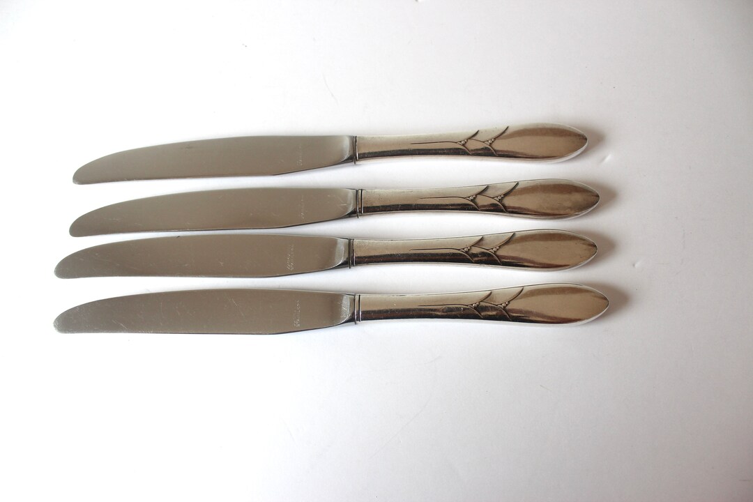 1932 Lady Hamilton Set of 4 Vintage Silver Dinner Knives, 9.25” Knife ...