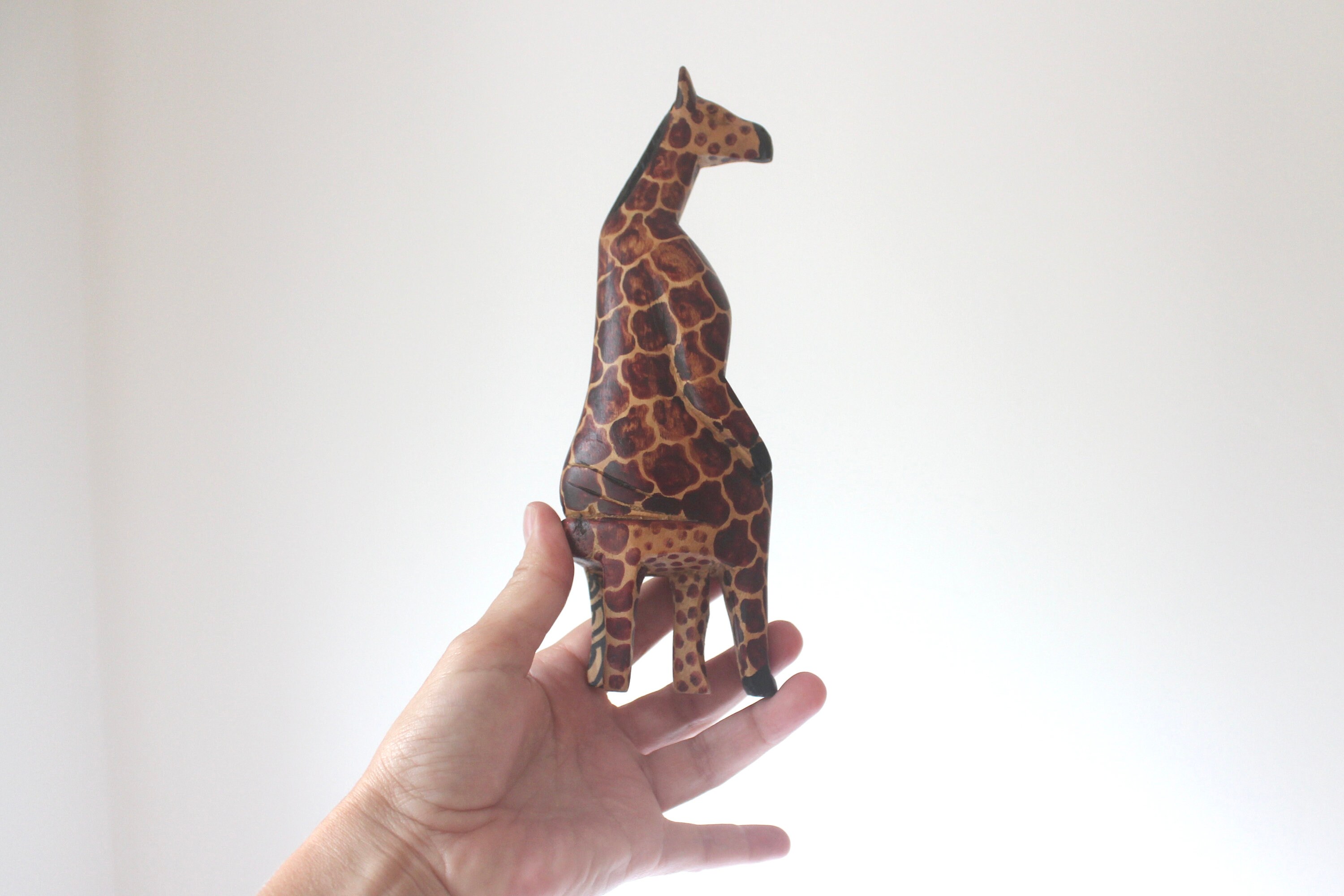 Vintage Hand Carved and Painted Wood Giraffe Teak Animal - Etsy