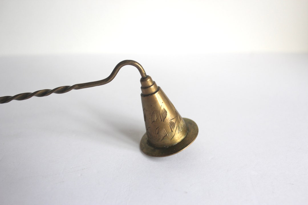 Vintage Etched Brass Candle Snuffer, Twisted Handle, Heavy Patina ...