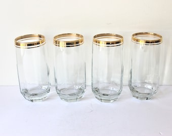 Gold Rim Drinking Glasses - Etsy