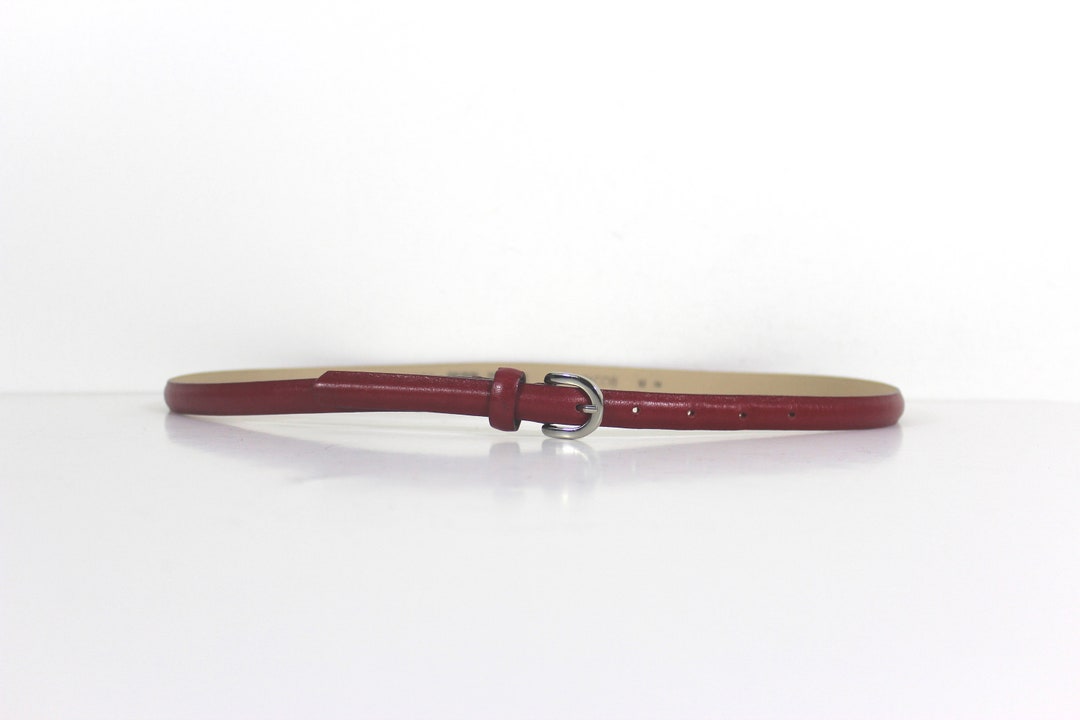 1990s 3135 Vintage Skinny Red Italian Leather Belt With Silver Buckle ...