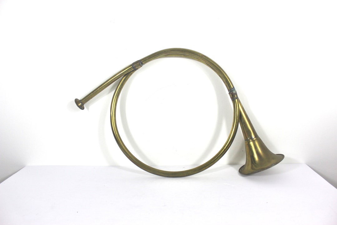 Vintage Large 20” Brass Horn Ornament Christmas Trumpet Long Round ...