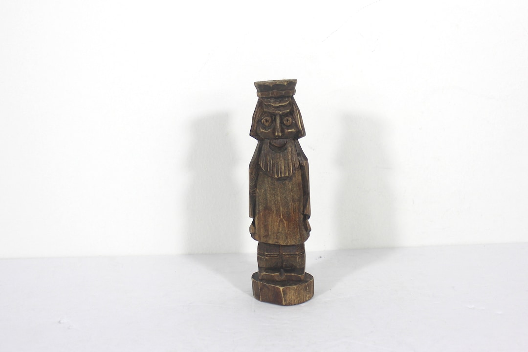 Vintage Hand Carved Wood Man Peasant Farmer, French Canadian Folk Art ...