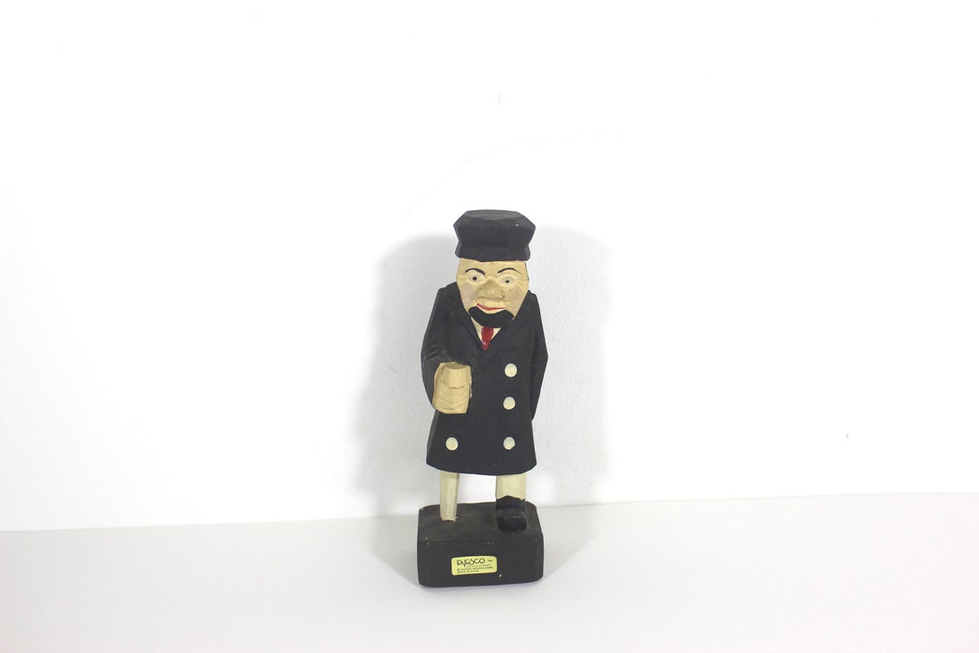 Vintage Hand Carved Wood Captain Fisherman, Sailor Canadian Folk Art ...