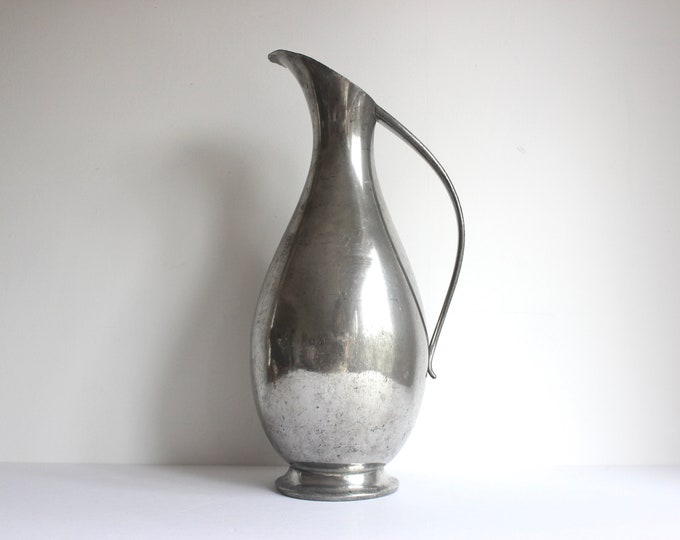 14 Very Tall Vintage Real Pewter Pitcher Tiel Holland Large Banged ...