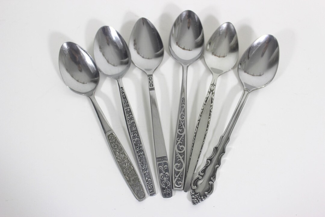 Curated Set of 6 Mid Century Modern Stainless Steel Tea or Dessert ...