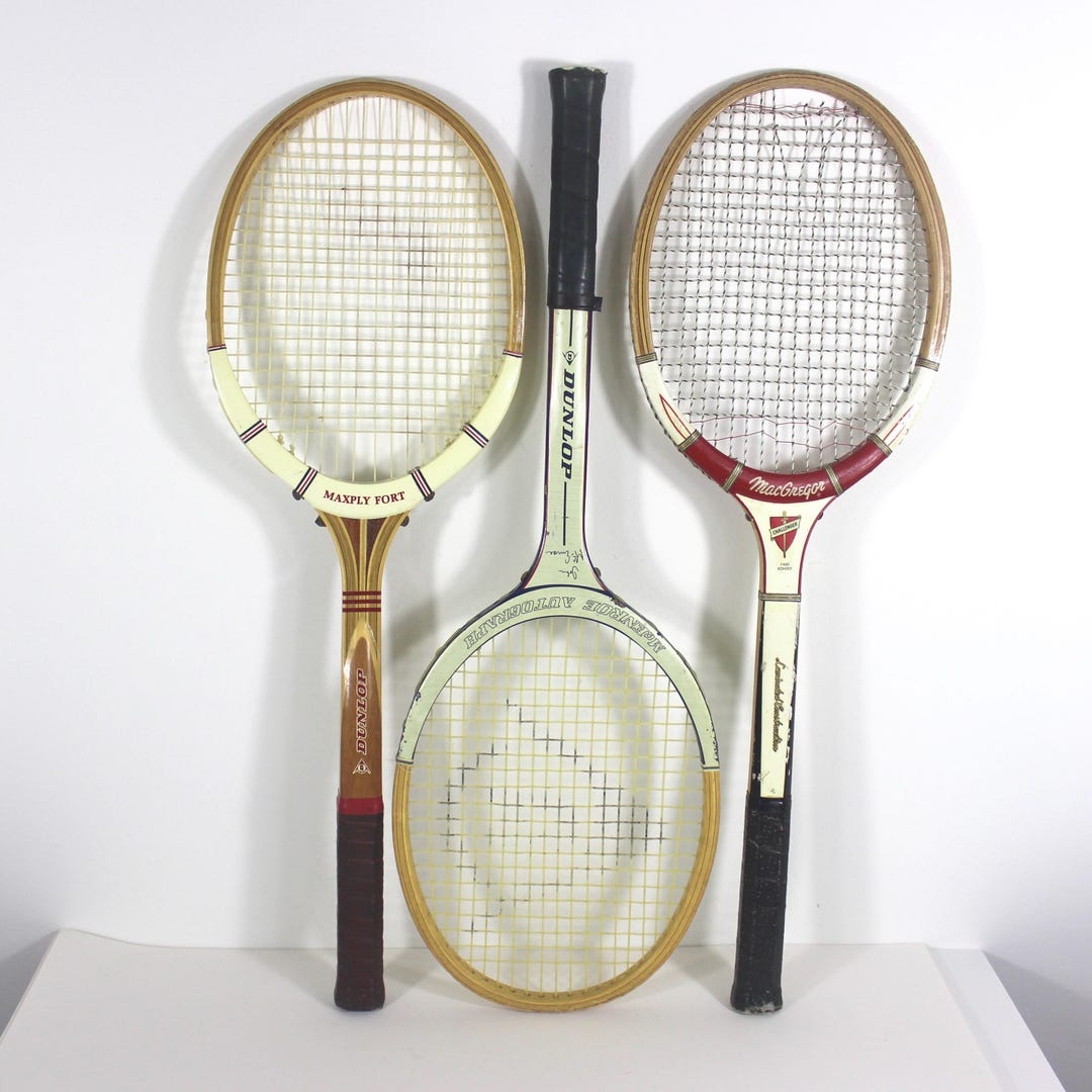 Curated Set of Vintage Wood Tennis Rackets for Designer Decorating Wood ...