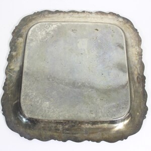 Silver Plated Square Tray Platter Vintage Plate Ornate Embossed Patina ...