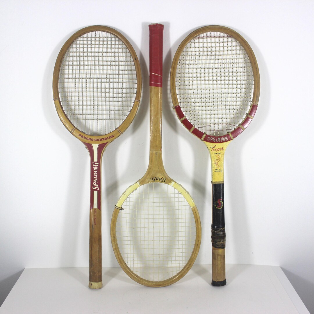Curated Set of Red Vintage Sport Tennis Rackets for Designer Decorating ...