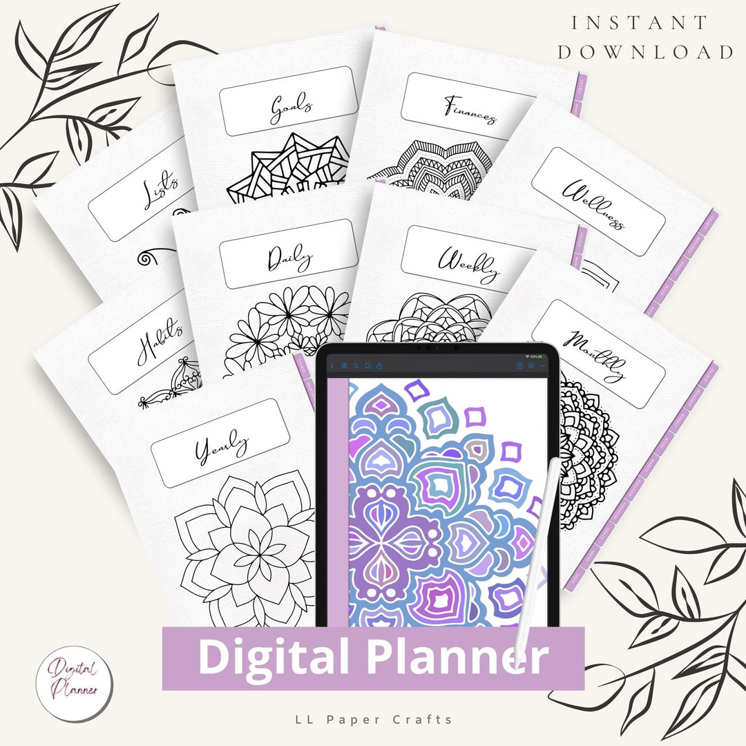 Undated Digital Purple Mandala Planner | Goodnotes Planner | Minimalist ...